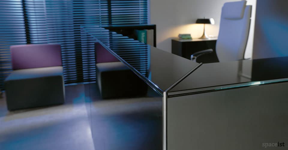 Lina Black Glass Reception Desk | Reception Desks | Spaceist